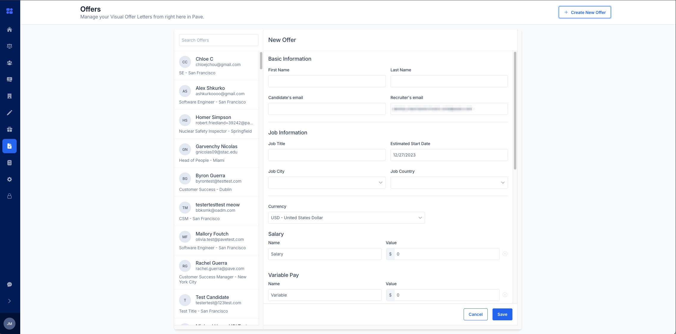 Creating and sending Visual Offer Letters in Pave – Pave Support