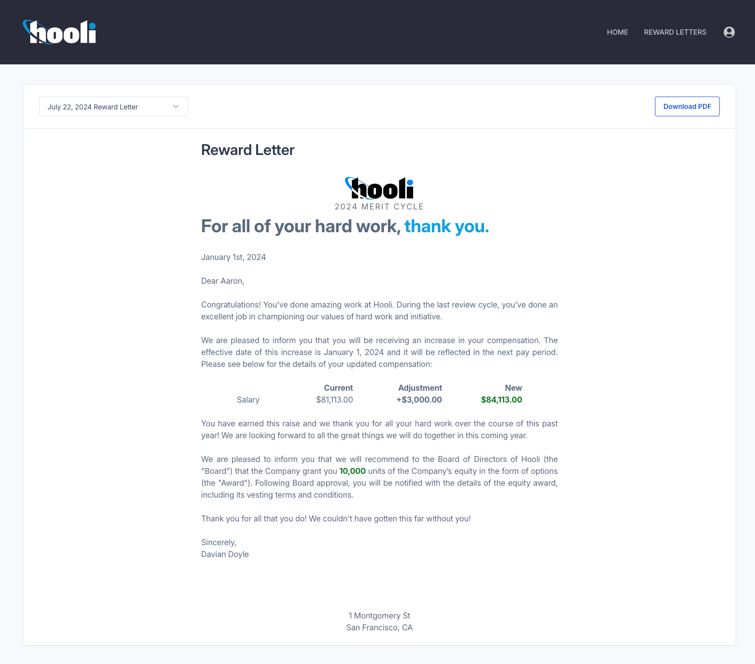 Reward Letters – Pave Support