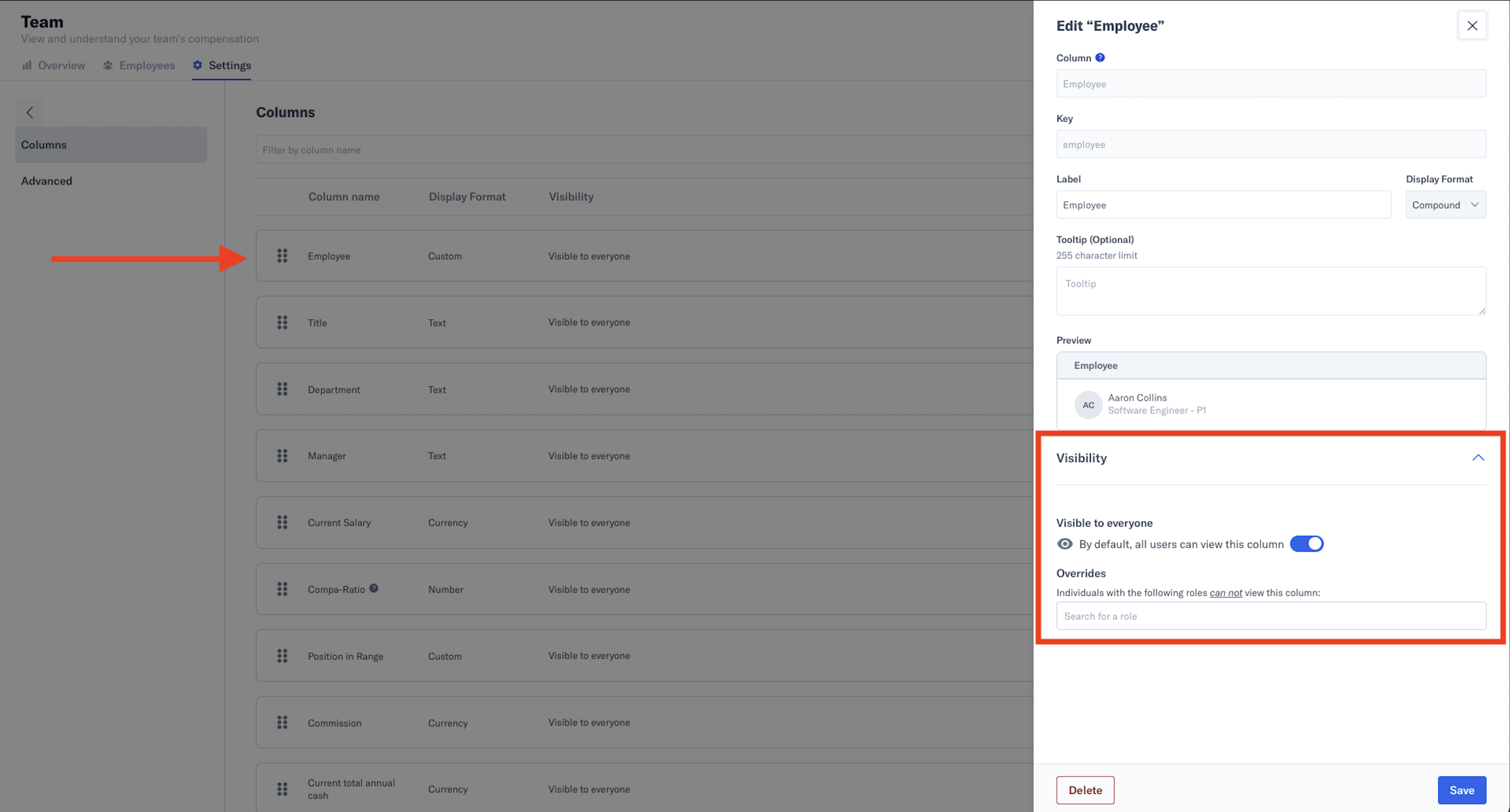 Team View Column Configuration – Pave Support