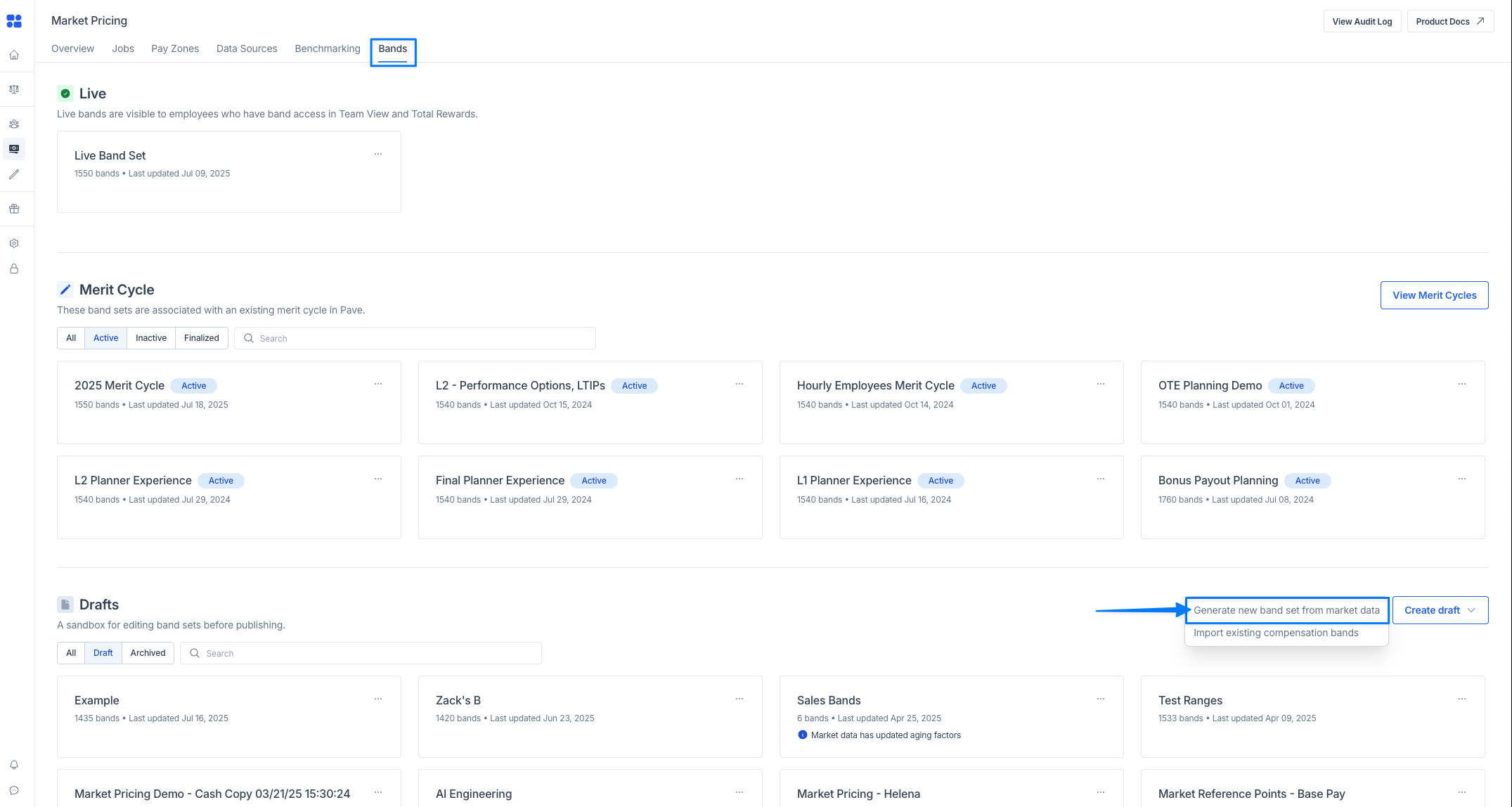 Generate Bands from Market Data